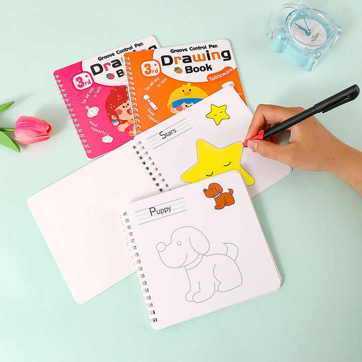 Reusable and tracing Drawing Book, Groove Control Drawing Workbook ...