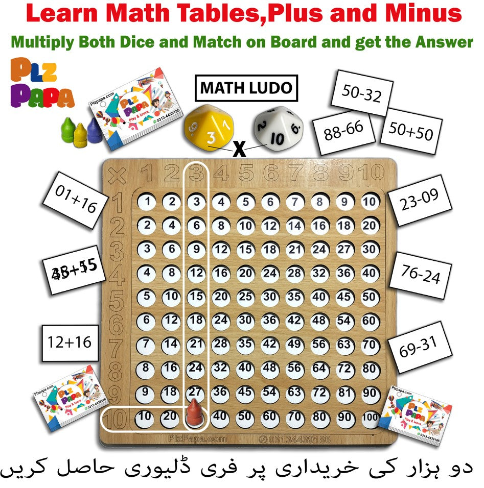 Math Ludo (Play & Learn Tables, Plus Minus)| PlzPaPa – Plzpapa