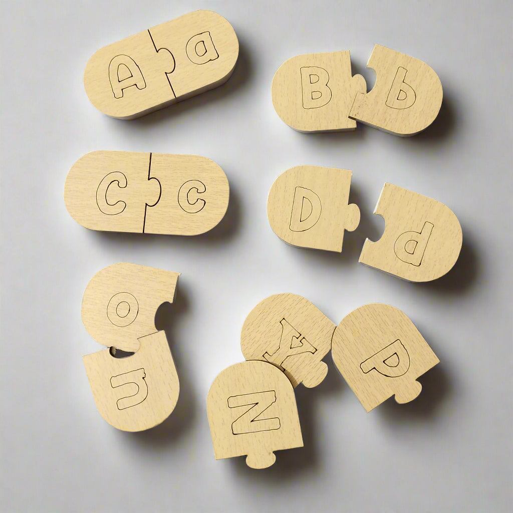 Wooden Alphabet Puzzle Uppercase & Lowercase - Capital and Small ...